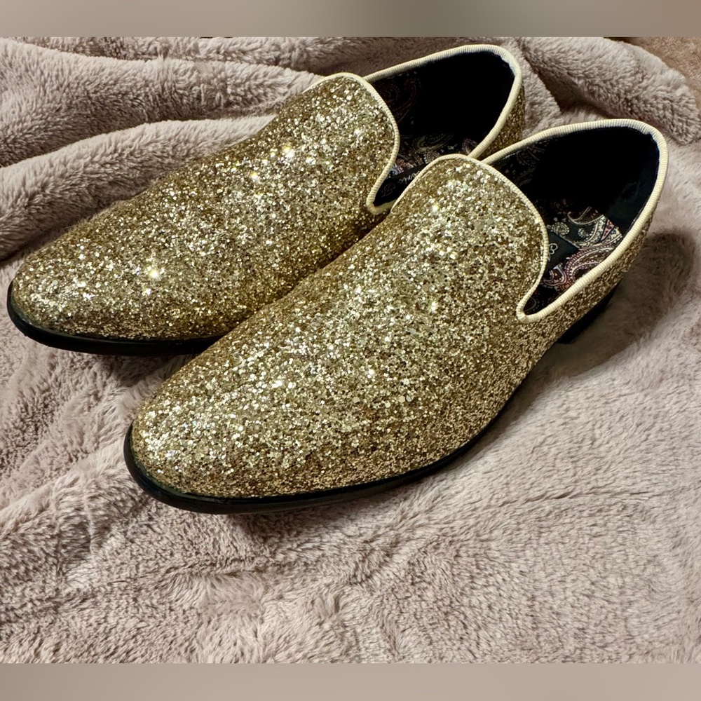 Alberto Fellini Gold Glitter Loafers - Gem